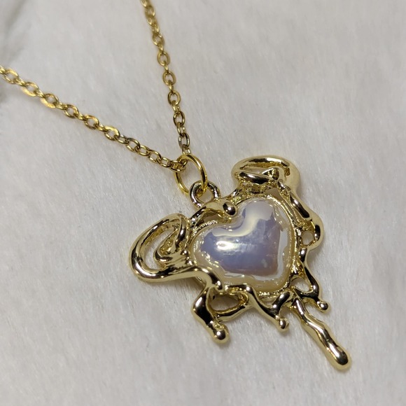 Handmade | Jewelry | Gothic Heart Shaped Dripping Gold Pendant On A ...
